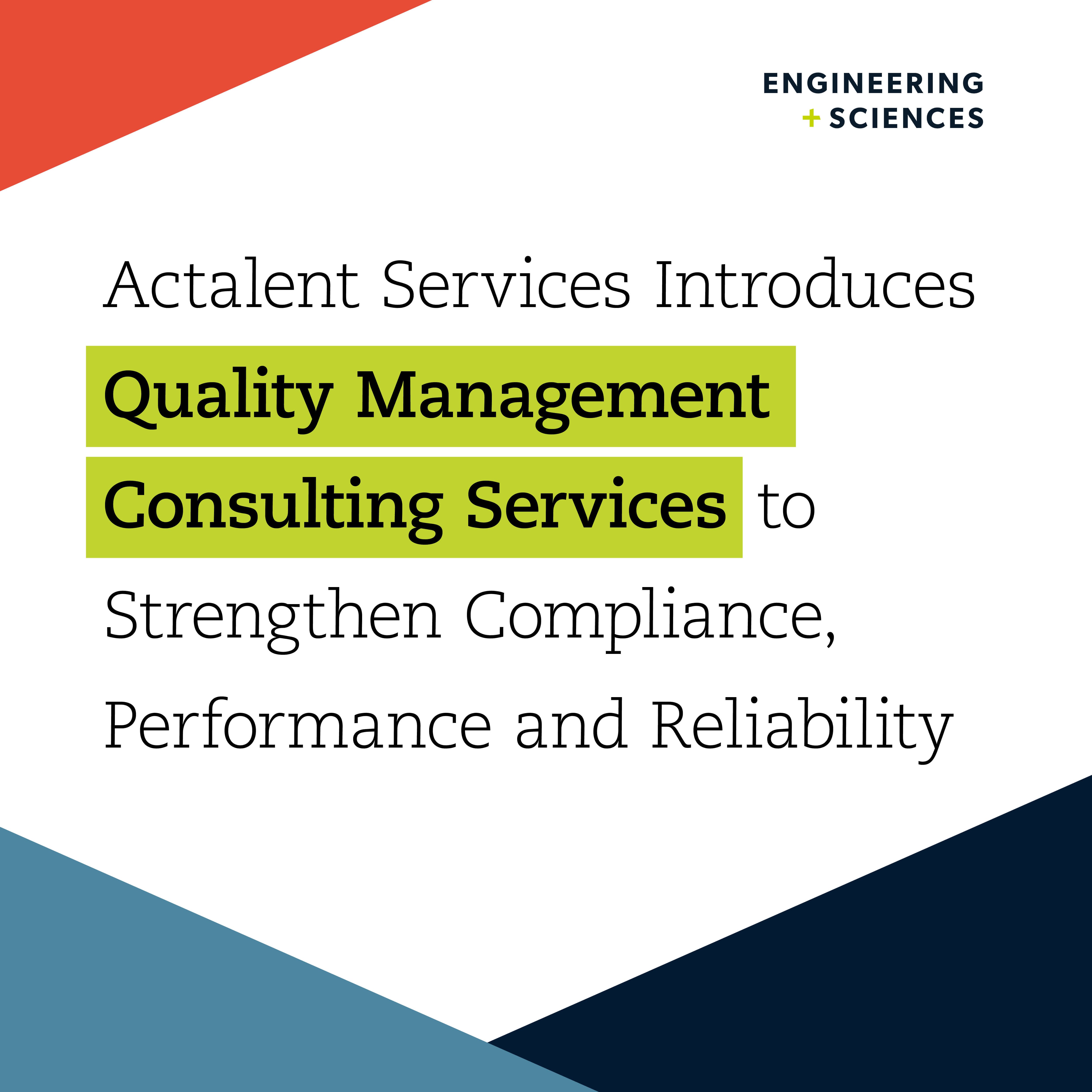 Actalent Services Introduces Quality Management Consulting Services