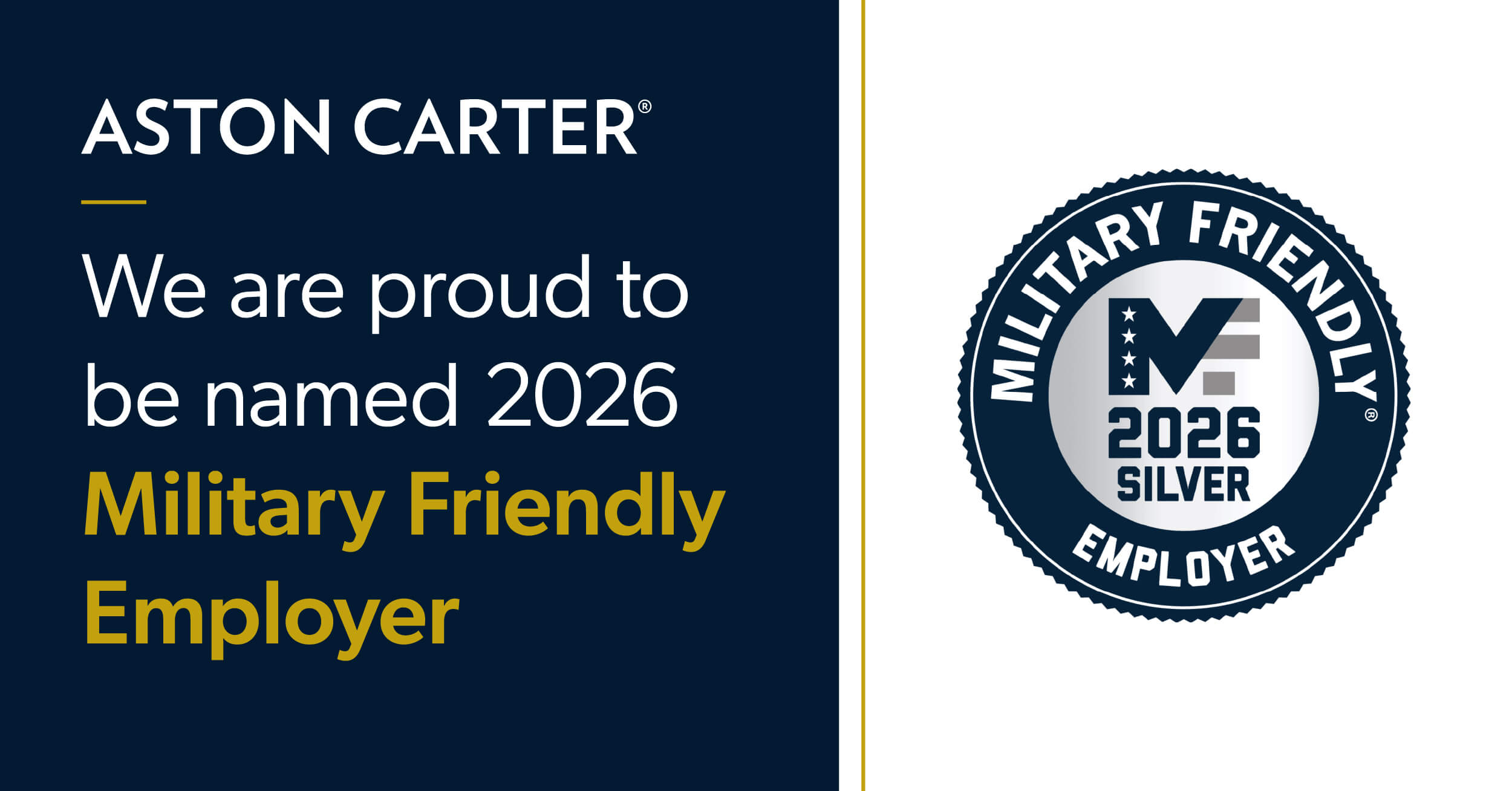 Aston Carter Named a 2026 Military Friendly® Silver Employer