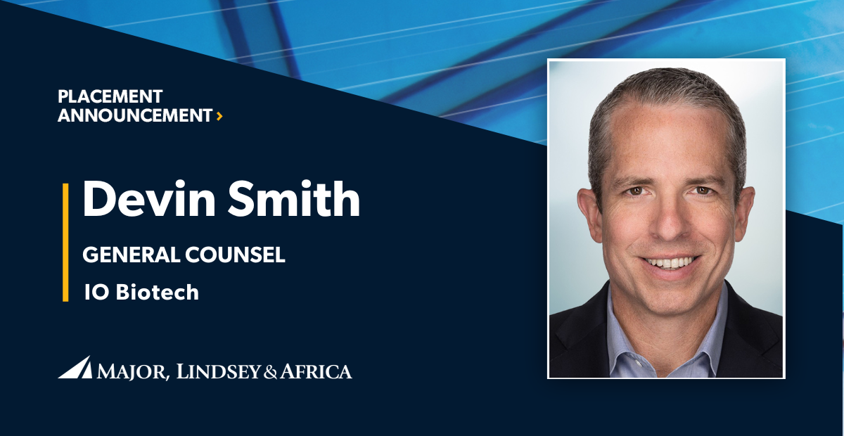 MLA Places Devin Smith as IO Biotech’s First General Counsel