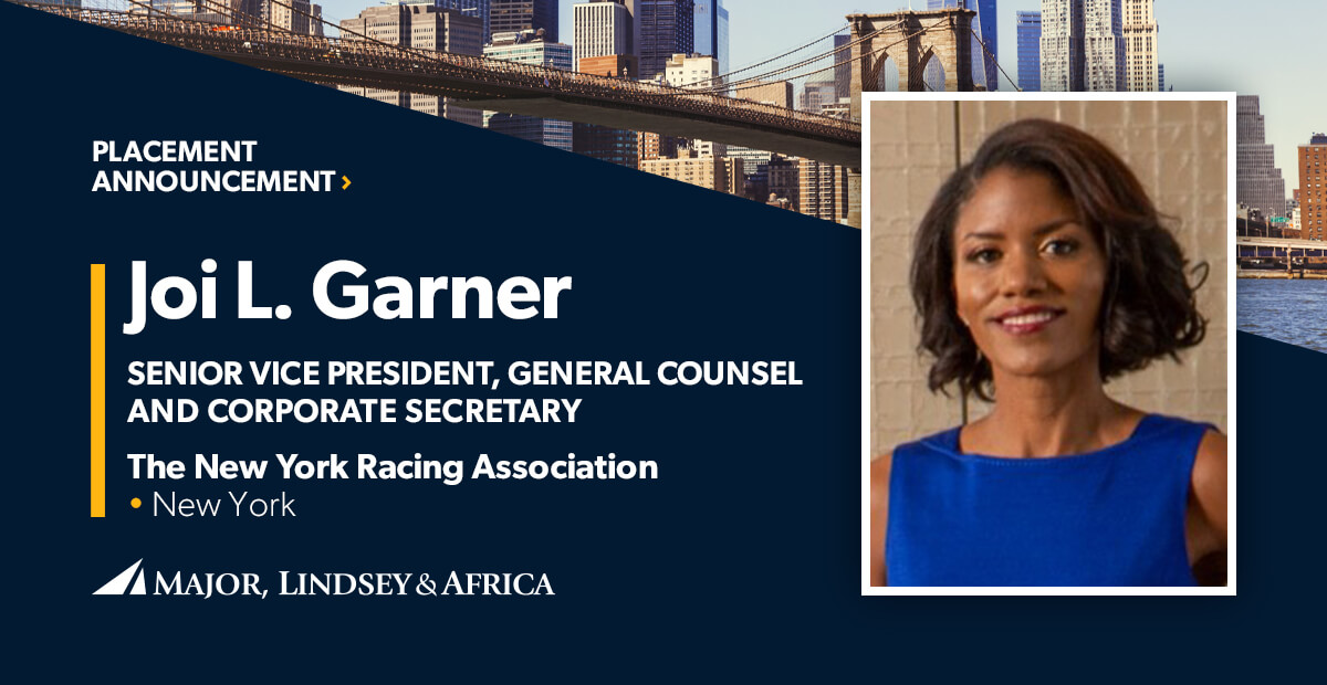 MLA Places Joi L. Garner as General Counsel at The New York Racing ...