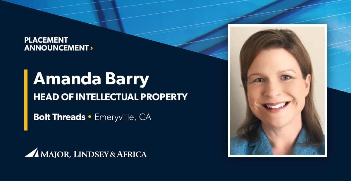 MLA Places Amanda Barry as Head of Intellectual Property at Bolt Threads