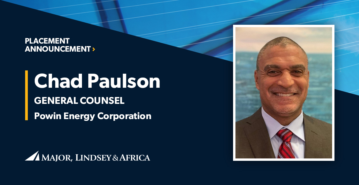 MLA Places Chad Paulson as General Counsel at Powin Energy Corporation