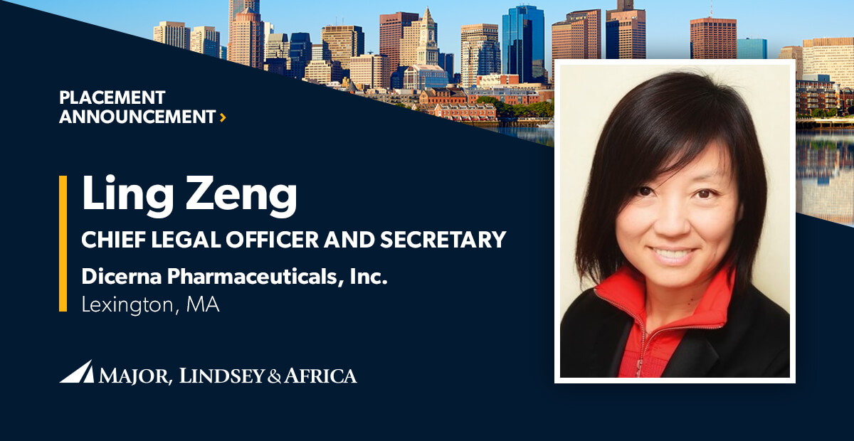 MLA Places Ling Zeng as Dicerna Pharmaceuticals’ Chief Legal Officer ...