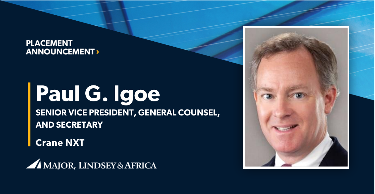 MLA Places Paul G. Igoe as Senior Vice President, General Counsel, and ...