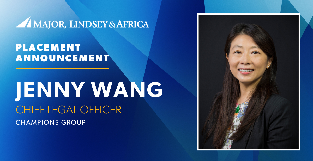 MLA Places Jenny Wang as Chief Legal officer of Champions Group