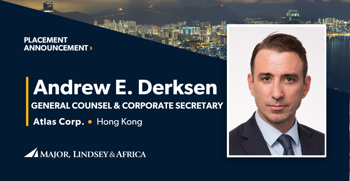 MLA Places Andrew E. Derksen as General Counsel & Corporate Secretary at Atlas Corp. (NYSE: ATCO)